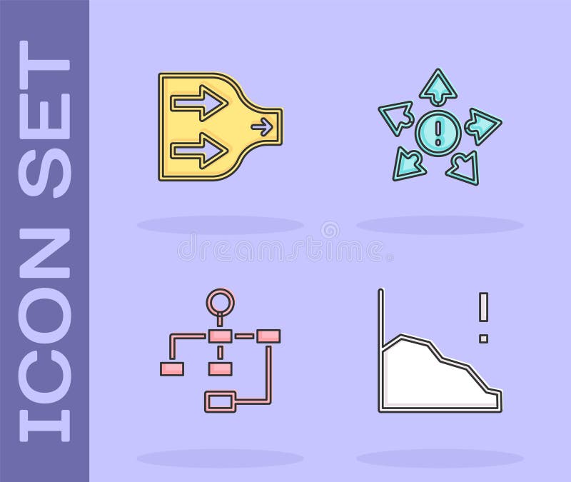 Set Financial Growth Decrease, Arrow, Hierarchy Organogram Chart and Many Ways Directional Arrow ...