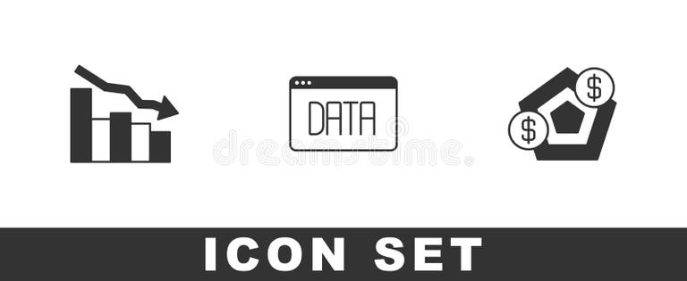 Set Financial Growth Decrease, Data Analysis and Icon. Vector Stock Vector - Illustration of ...