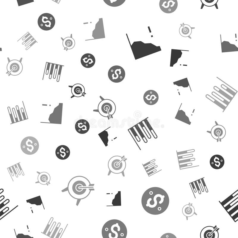 Set Financial Growth Decrease, Dollar Symbol, Pie Chart Infographic and Target on Seamless ...