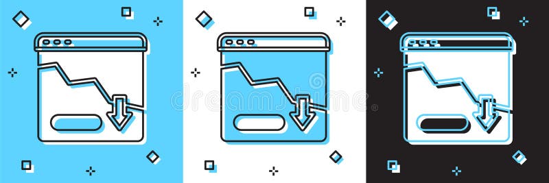 Set Financial Growth Decrease Icon Isolated on Blue and White, Black ...