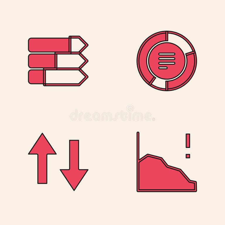 Set Financial Growth Decrease, Pie Chart Infographic, and Arrow Icon. Vector Stock Vector ...