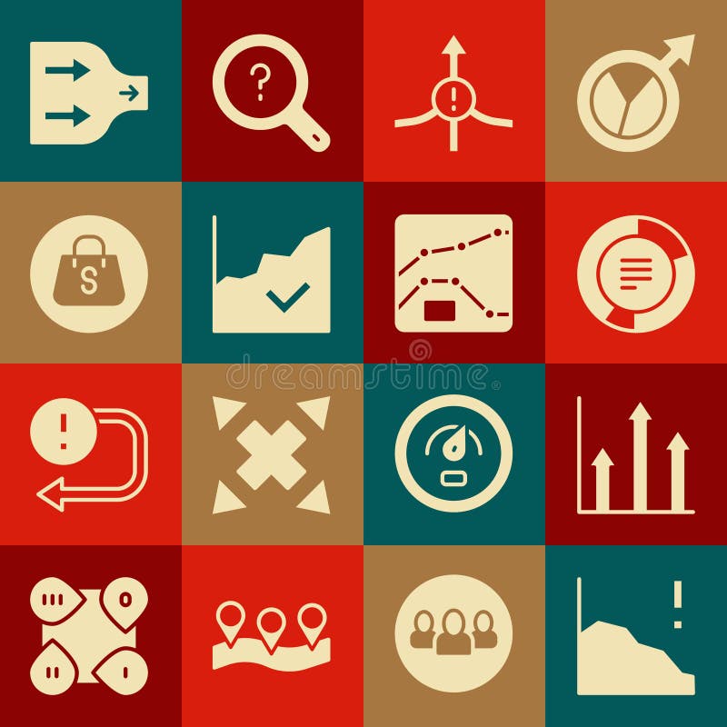 Set Financial Growth Decrease, Pie Chart Infographic, Arrow, Increase, Shopping Bag with Sale ...