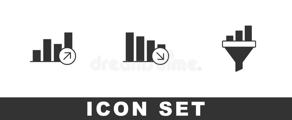 Set Financial Growth, Decrease and Sales Funnel with Chart Icon. Vector Stock Illustration ...