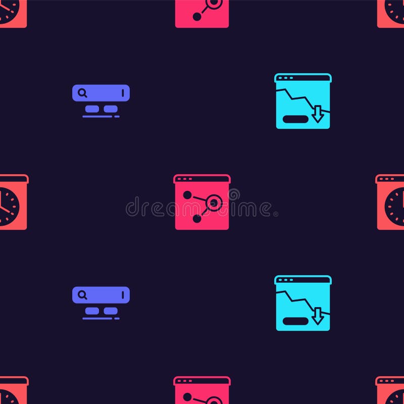 Set Financial Growth Decrease, Search Engine, Browser Window and on Seamless Pattern. Vector ...
