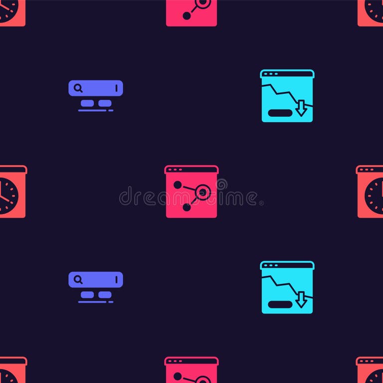 Set Financial Growth Decrease, Search Engine, Browser Window and on Seamless Pattern. Vector ...
