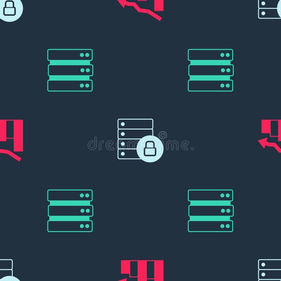 Set Financial Growth Decrease, Server Security with Padlock and on Seamless Pattern. Vector ...