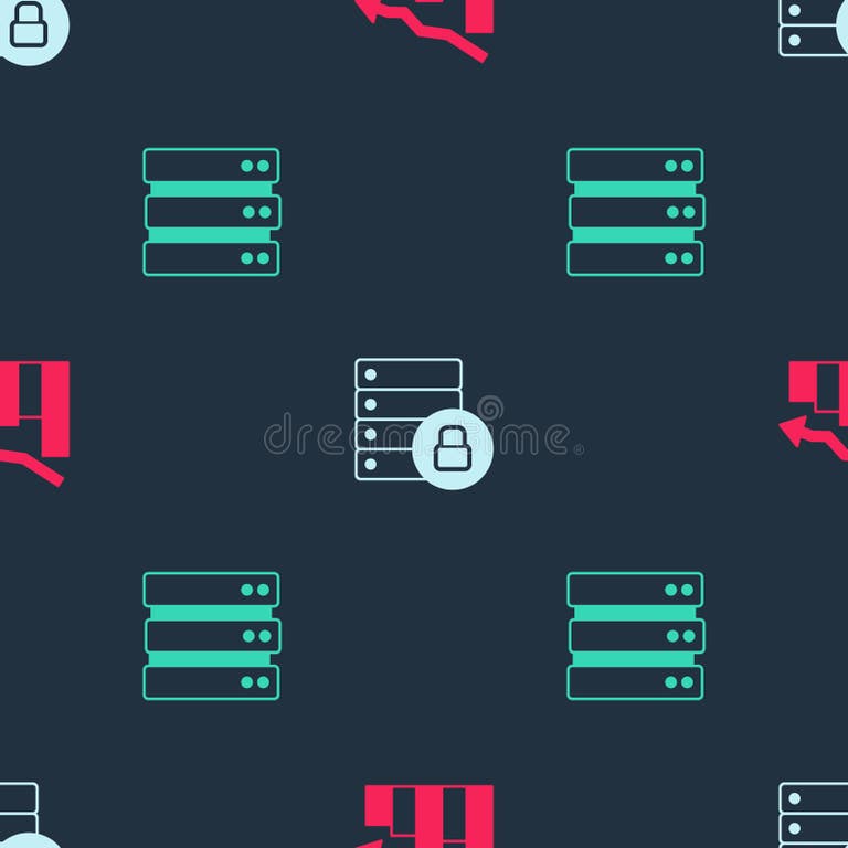 Set Financial Growth Decrease, Server Security with Padlock and on Seamless Pattern. Vector ...