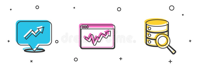 Set Financial Growth, Graph Chart Infographic and Server Icon. Vector ...