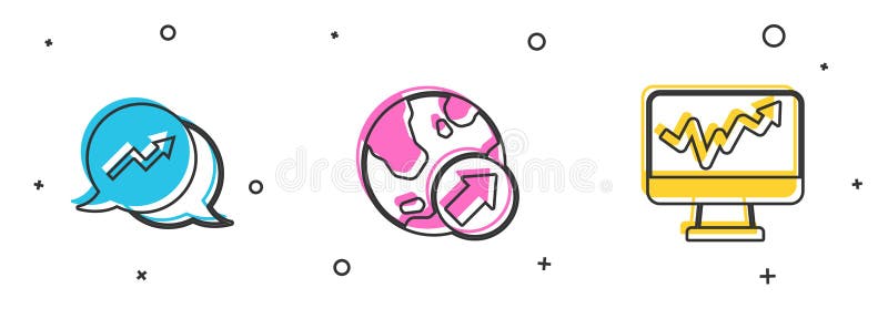 Set Financial Growth, and Monitor with Graph Chart Icon. Vector Stock ... Set Financial Growth, and Monitor with Graph Chart Icon. Vector Stock ...