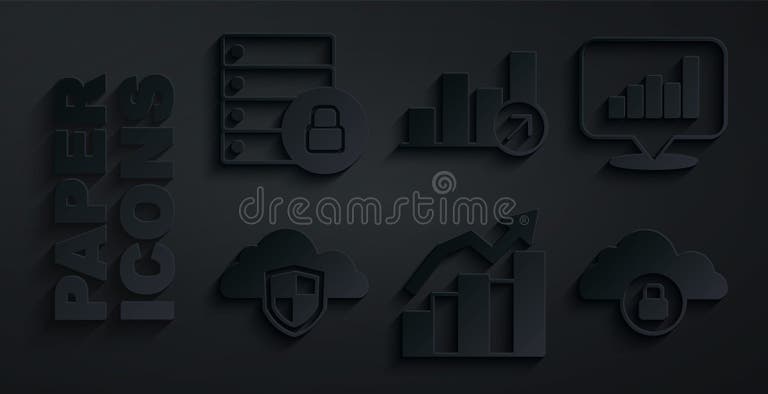 Set Financial Growth, Pie Chart Infographic, Cloud and Shield, Computing Lock, and Server ...