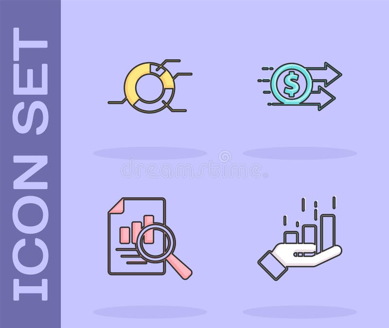 Set Financial Growth, Pie Chart Infographic, Document with and Dollar Icon. Vector Stock ...