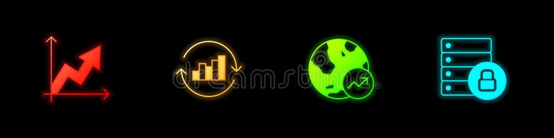 Set Financial Growth, Pie Chart Infographic, and Server Security with Padlock Icon. Vector Stock ...