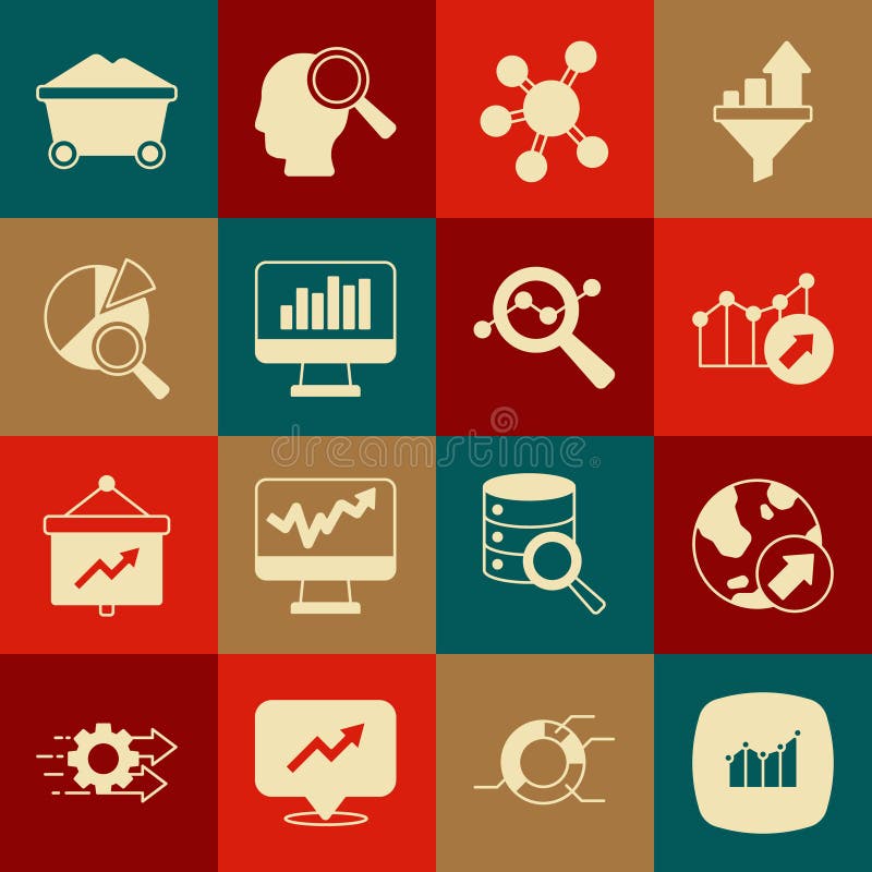 Set Financial Growth, Project Team Base, Monitor with Graph Chart, Search Data Analysis, Coal ...