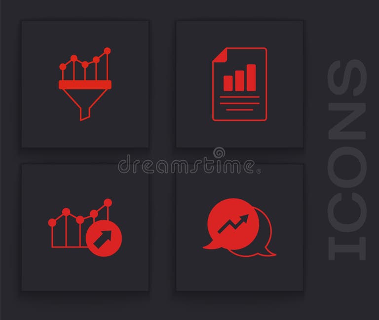 Set Financial Growth, Sales Funnel with Chart, Document Graph and Icon. Vector Stock Vector ...