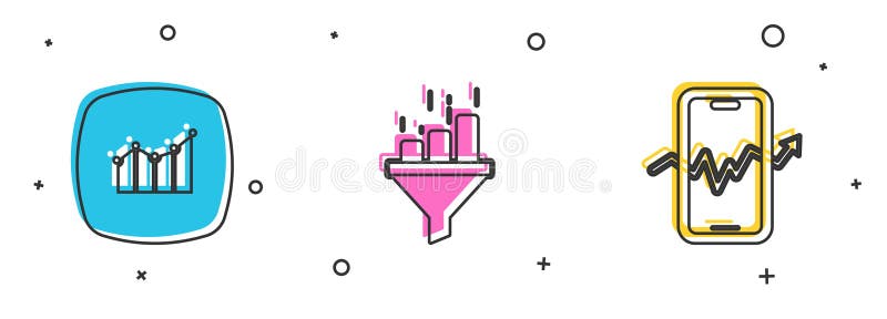 Set Financial Growth, Sales Funnel with Chart and Mobile Stock Trading ...