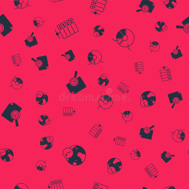 Set Financial Growth, Server, Document with Graph Chart and Pie Infographic on Seamless Pattern ...