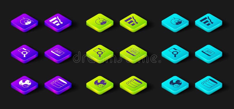 Set Financial Growth, Server, Search with Folder, Data Analysis, Decrease and Pie Chart ...