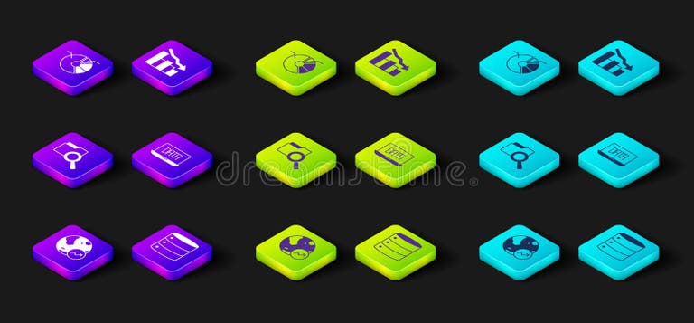 Set Financial Growth, Server, Search with Folder, Data Analysis, Decrease and Pie Chart ...