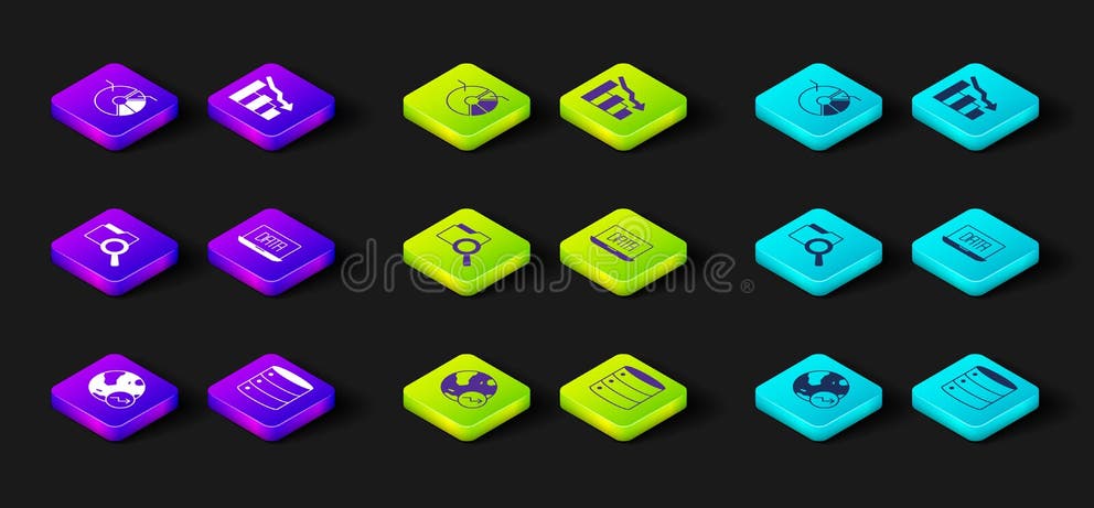 Set Financial Growth, Server, Search with Folder, Data Analysis, Decrease and Pie Chart ...