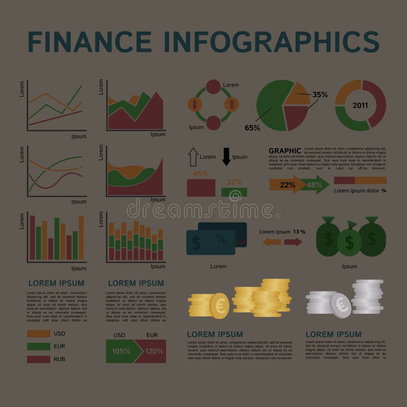 Set of Financial Infographics Elements Arranged in Stock Vector ...