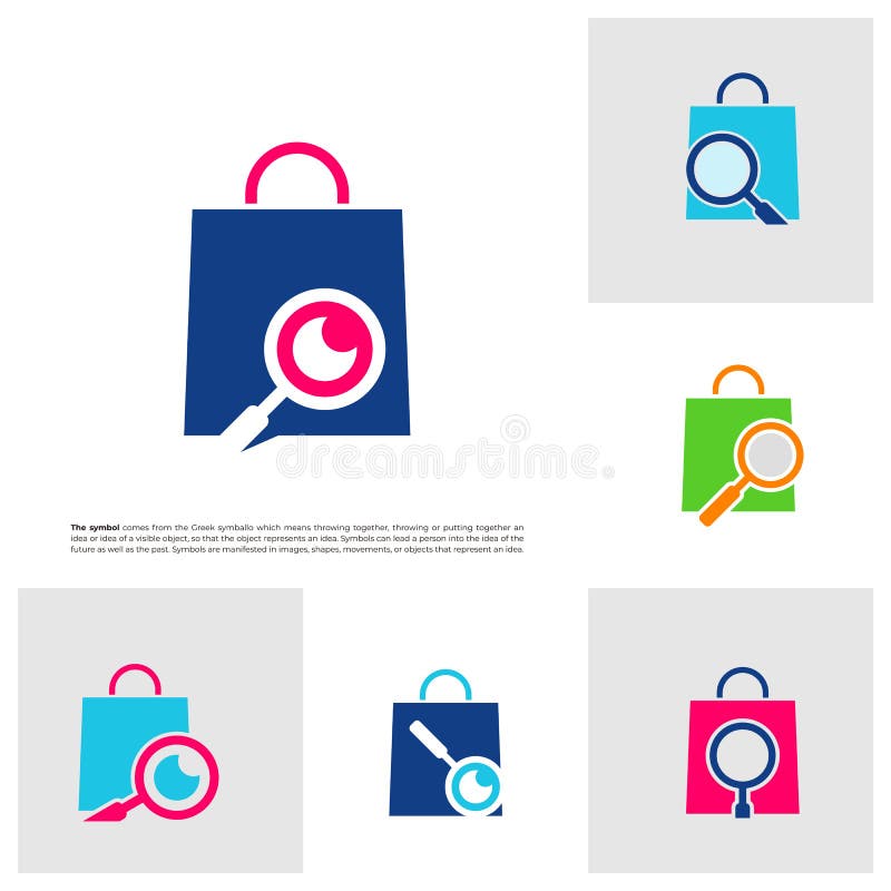 Set of Find Shop Logo Vector. Shop Search Logo Design Concept Template ...