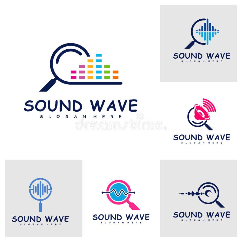 Set of Find Sound Wave Logo Design Concept Vector. Sound Wave ...