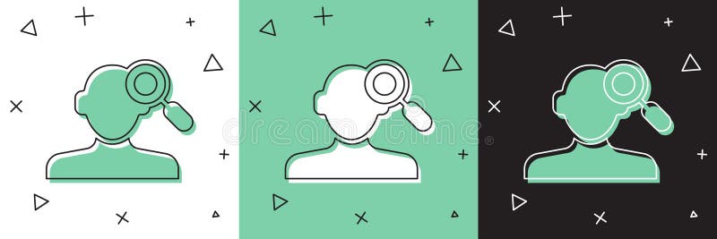 Set Finding a Problem in Psychology Icon Isolated on White and Green ...