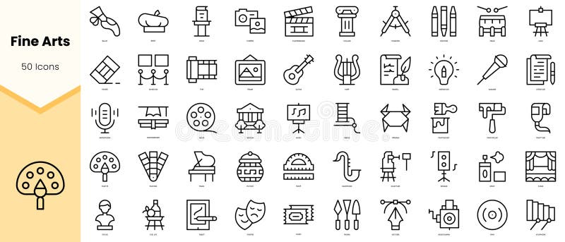 Set of Fine Arts Icons. Simple Line Art Style Icons Pack Stock Vector ...