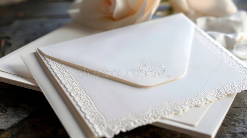 A Set of Fine Linen Correspondence Cards Featuring a Delicate Lace ...