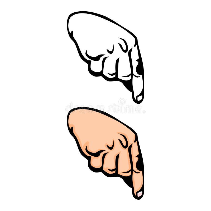 Set of Finger Illustrations Pointing Down Stock Vector - Illustration ...
