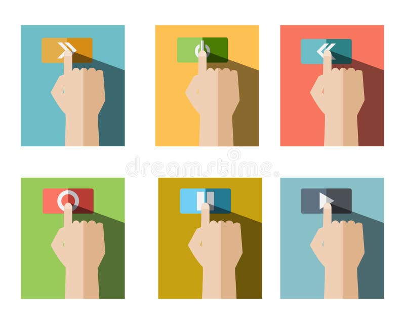 Set of Finger Touch Button Icon Stock Vector - Illustration of button ...