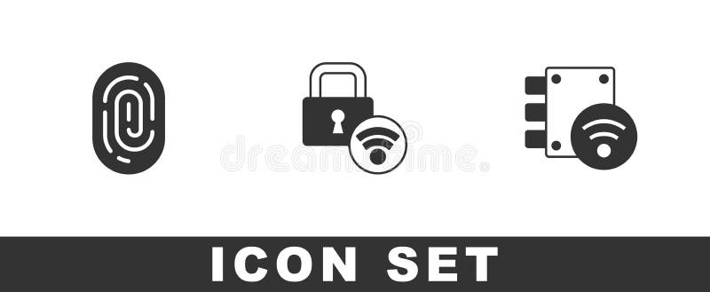 Set Fingerprint, Digital Door Lock and Icon. Vector Stock Vector ...