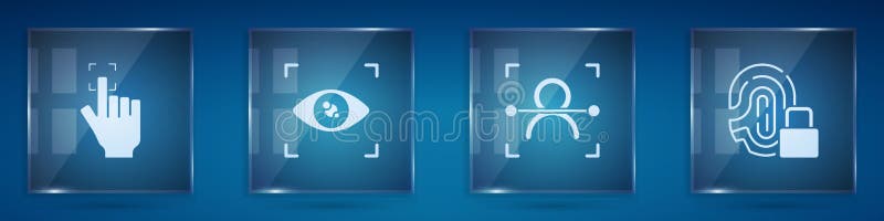 Set Fingerprint, Eye Scan, Face Recognition and with Lock. Square Glass ...