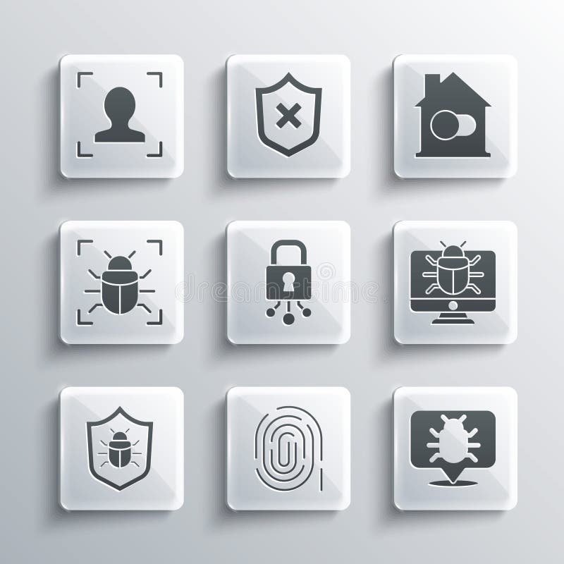 Set Fingerprint, System Bug, on Monitor, Cyber Security, Face ... Set Fingerprint, System Bug, on Monitor, Cyber Security, Face ...