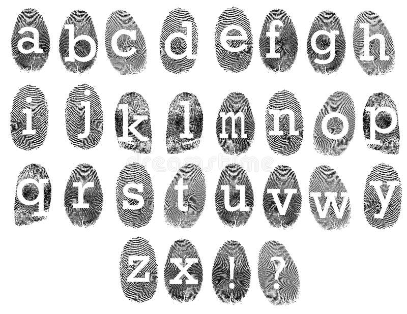 Fingerprint alphabet stock illustration. Illustration of letters - 19836983