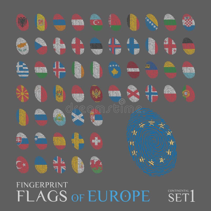 Set of 56 Flags of Europe Isolated on White Background and Map of ... Set of 56 Flags of Europe Isolated on White Background and Map of ...