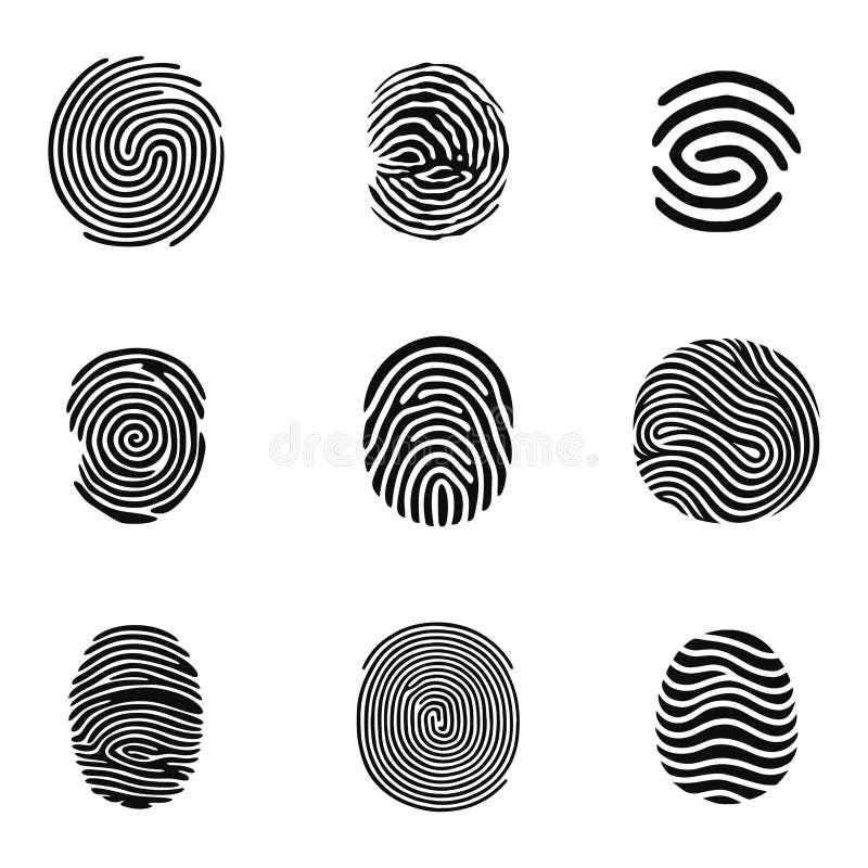 Set of Fingerprints, Vector Illustration Isolated on White Background ...