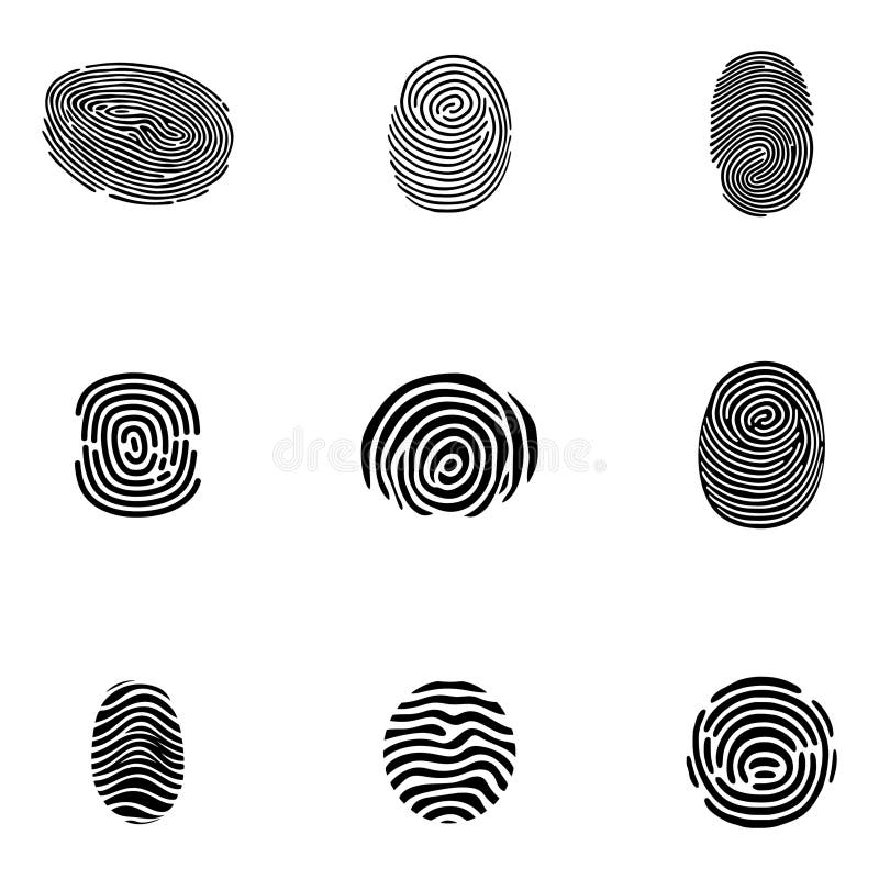 Set of Fingerprints, Vector Illustration Isolated on White Background ...
