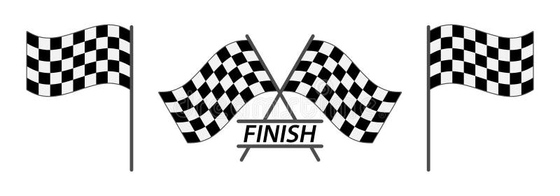 Set of Finish Flag. Finish Flag for Car Racing Flat Vector Icon for ...
