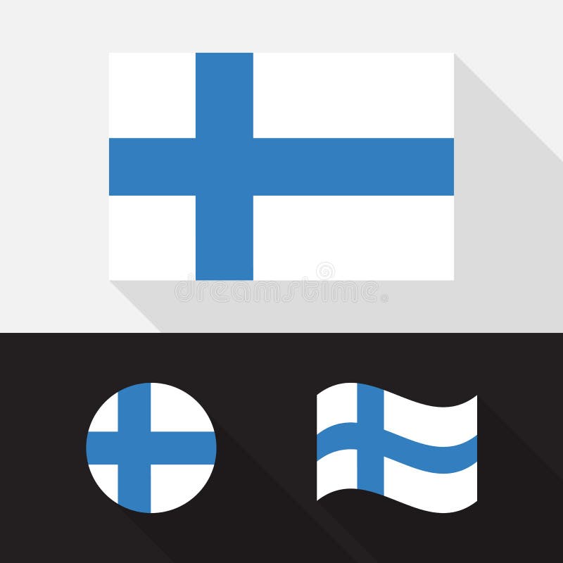 Set of Finland Flag Flat Design Vector Illustration Stock Vector ...