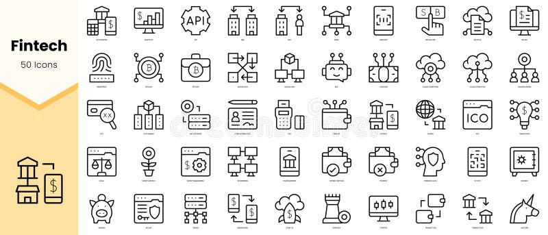 Set of Fintech Icons. Simple Line Art Style Icons Pack Stock Vector ...