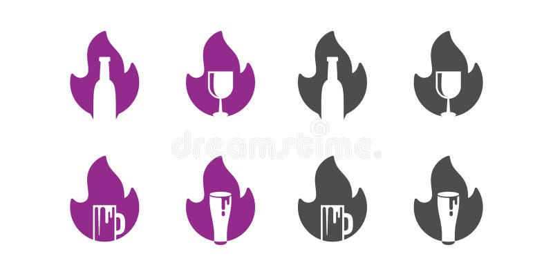 Set of Fire and Bar Negative Space Logo Design Stock Vector ...