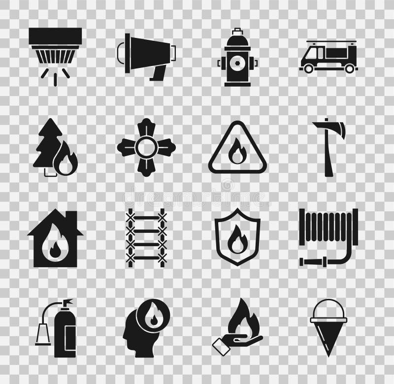 Set Fire Cone Bucket, Hose Reel, Firefighter Axe, Hydrant, Burning ...