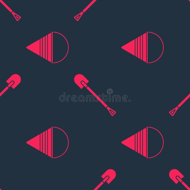 Set Fire Cone Bucket and Fire Shovel on Seamless Pattern. Vector Stock ...