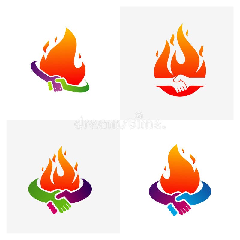 Set of Fire Deal Logo Vector Template, Creative Deal Logo Design ...
