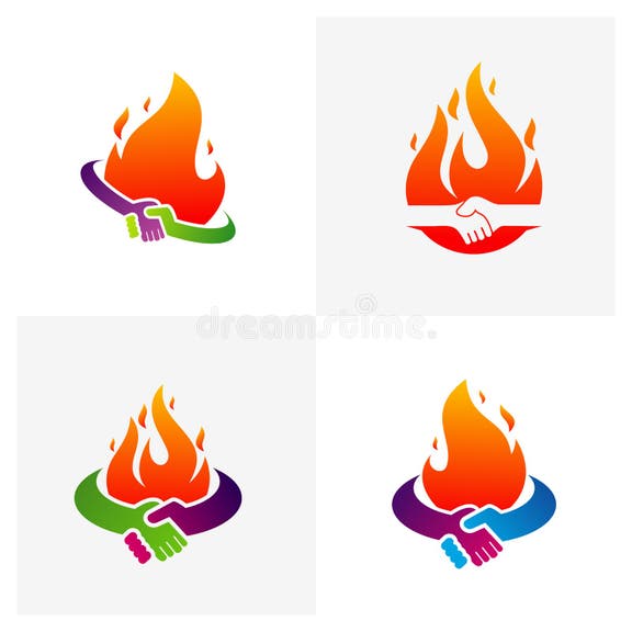 Set of Fire Deal Logo Vector Template, Creative Deal Logo Design ...