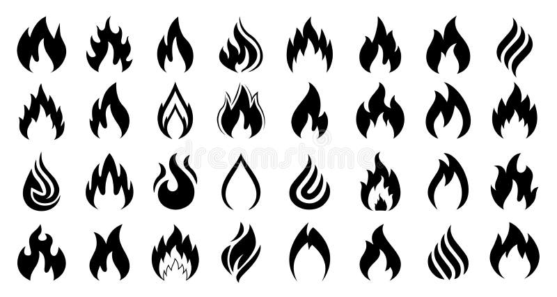 Set of Fire. Different Flames. Icon Illustration for Design - Vector ...