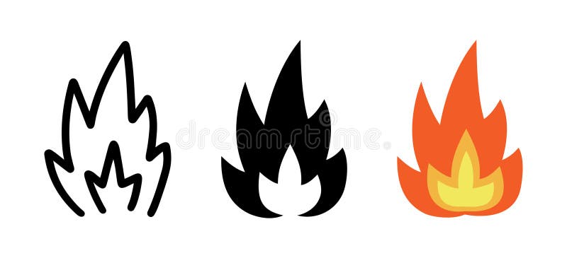 Set of Fire Effect Cartoon Doodle, Vector. Stock Vector - Illustration ...