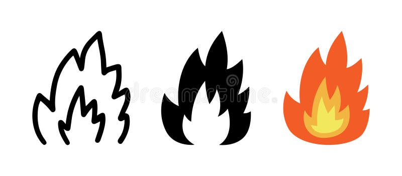 Set of Fire Effect Cartoon Doodle, Vector. Stock Vector - Illustration ...