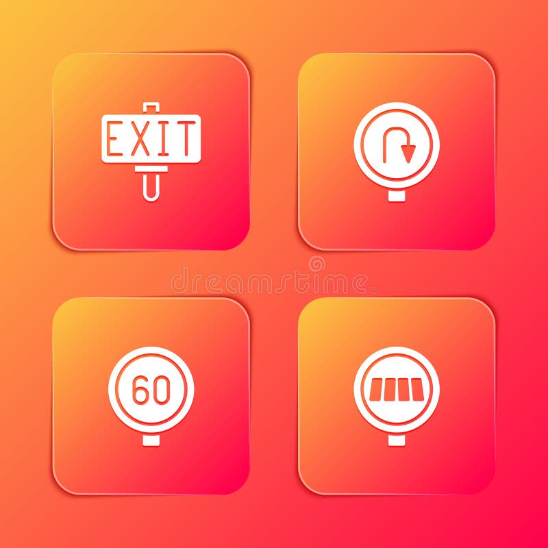 Set Fire Exit, Turn Back Road Sign, Speed Limit Traffic and Pedestrian ...